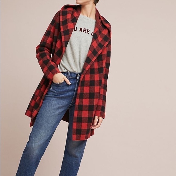 Sweaters | Italian Red Buffalo Check Coatigan | Poshmark